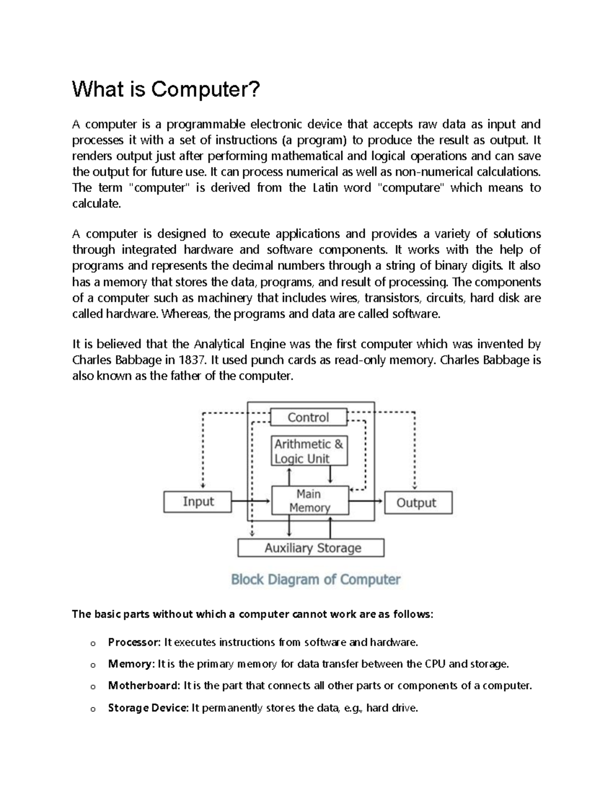 Notes FOC Unit-1 - What is Computer? A computer is a programmable ...