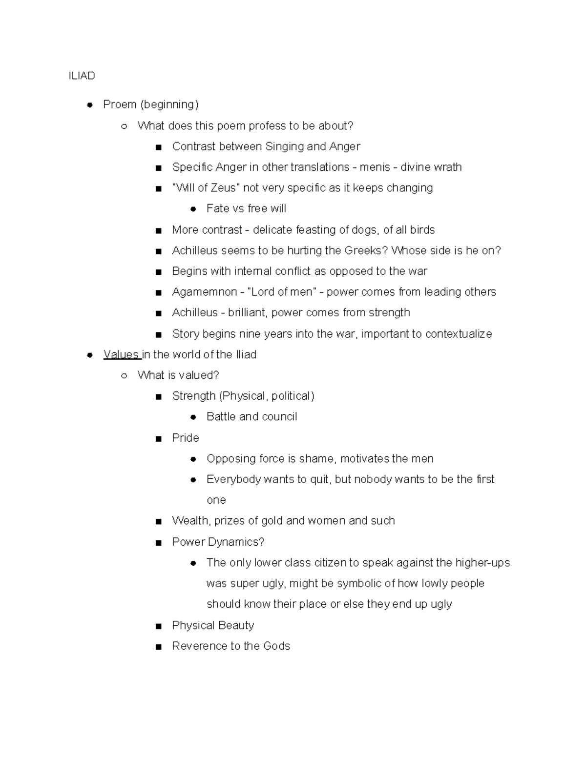 Iliad - Lecture notes 1-3 - ILIAD Proem (beginning) What does this poem ...