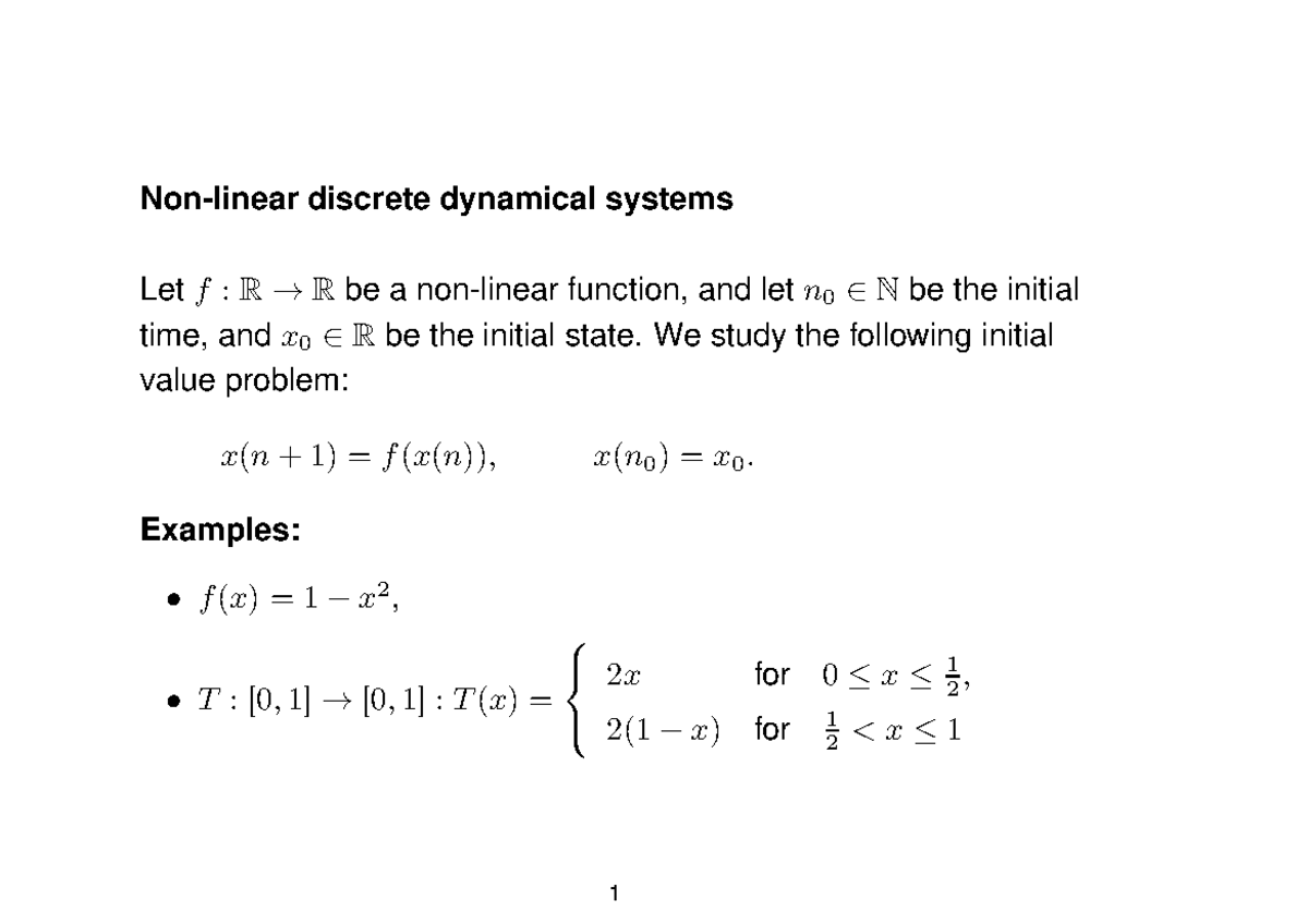 Instruction 2 2WA50 lecture material - Non-linear discrete dynamical ...