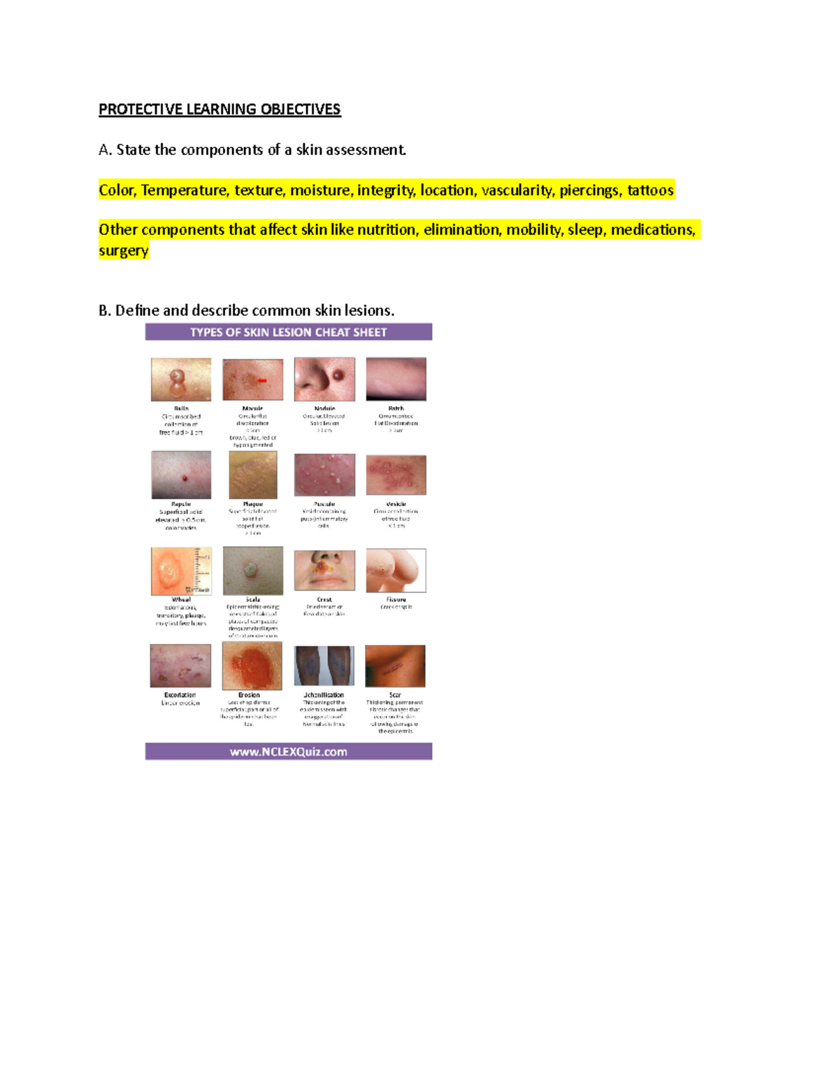 Protective Learning Objectives - PROTECTIVE LEARNING OBJECTIVES A ...