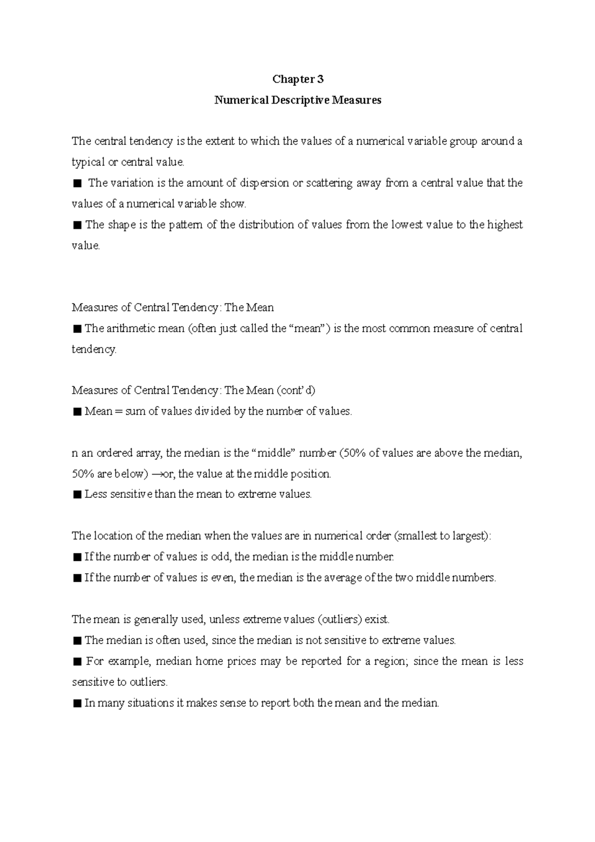 Chapter 3 Numerical Descriptive Measures - The variation is the amount ...