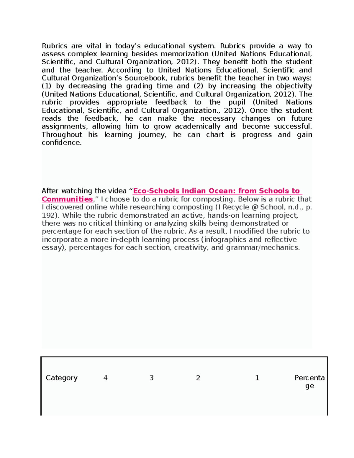 Discussion Assignment 4 3 - Rubrics are vital in today’s educational ...