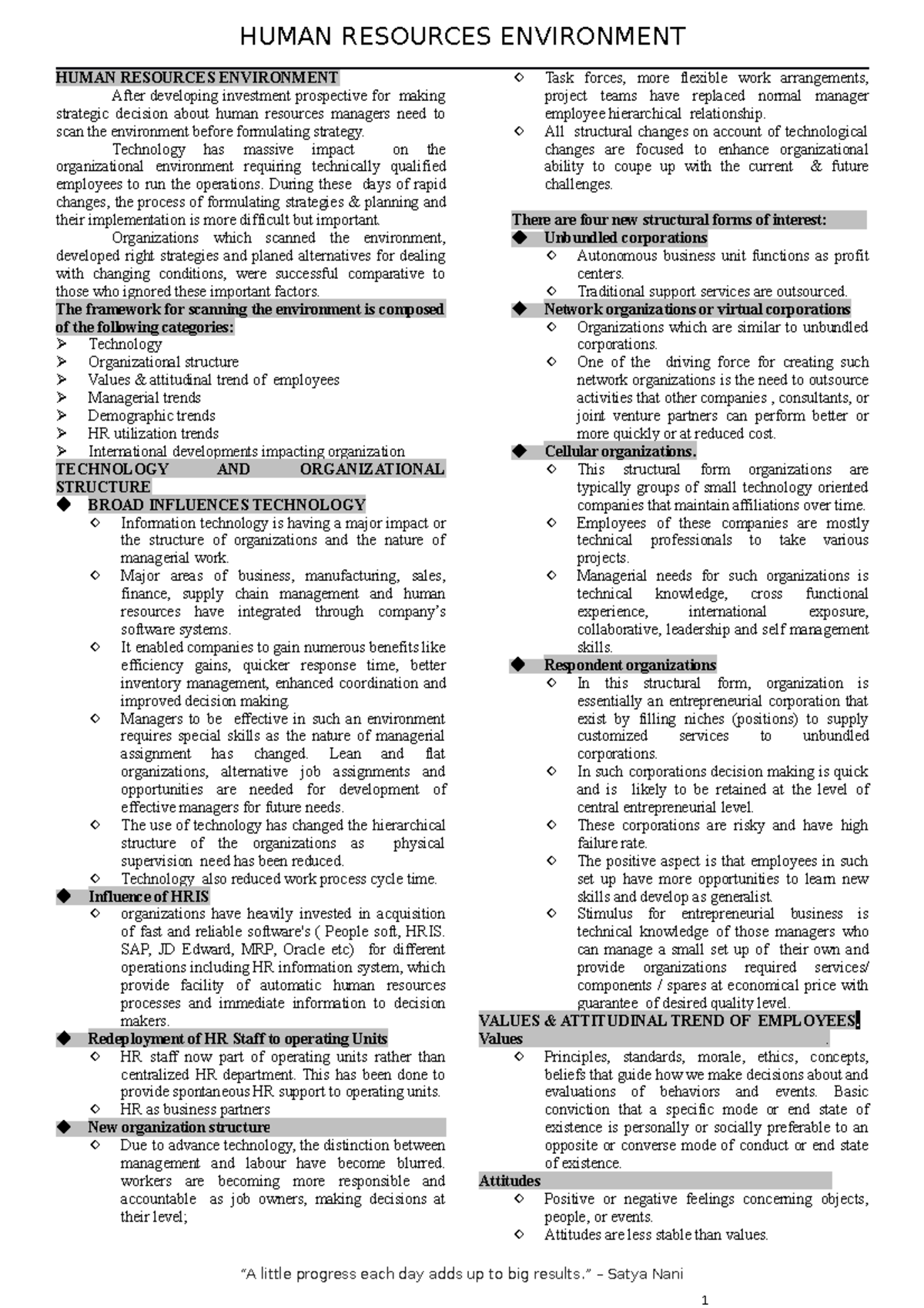 Part 1 - Human Resources Environment - HUMAN RESOURCES ENVIRONMENT ...