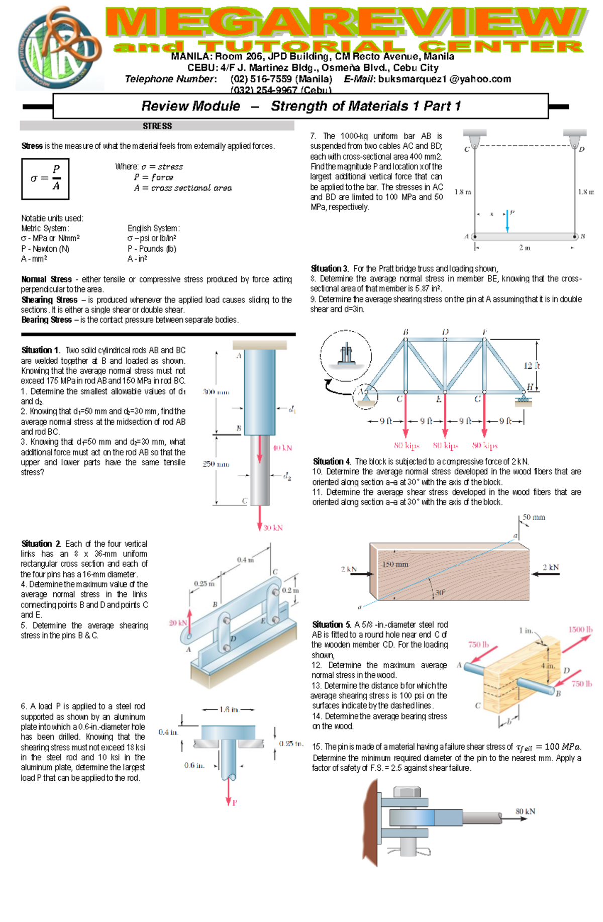 Review Module 30 - Strength of Materials 1 - Part 1 - MANILA: Room 206 ...