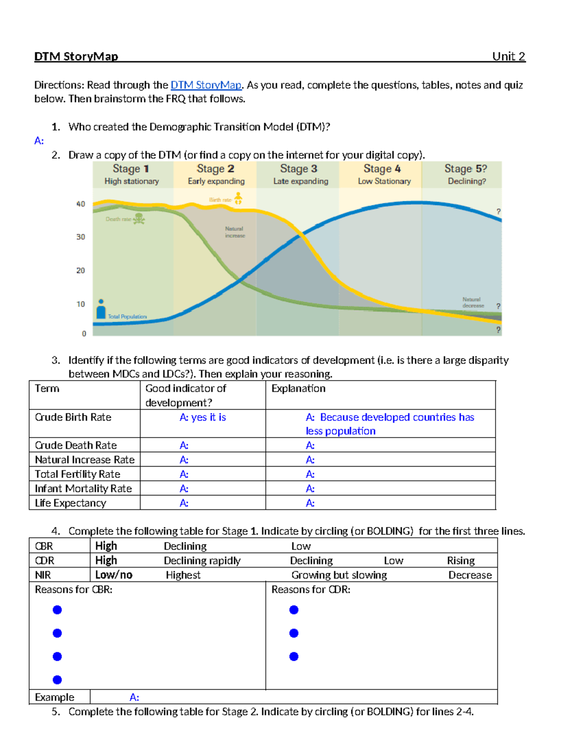 DTM Story Map - As you read, complete the questions, tables, notes and ...