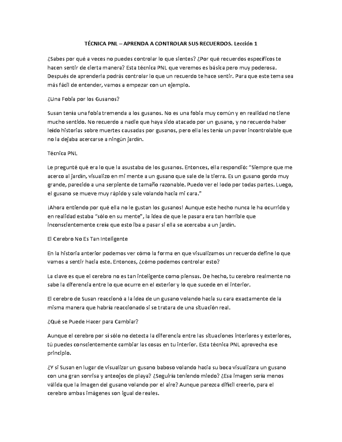 03. Técnica PNL. Aprenda a controlar sus recuerdos autor Cursos ...