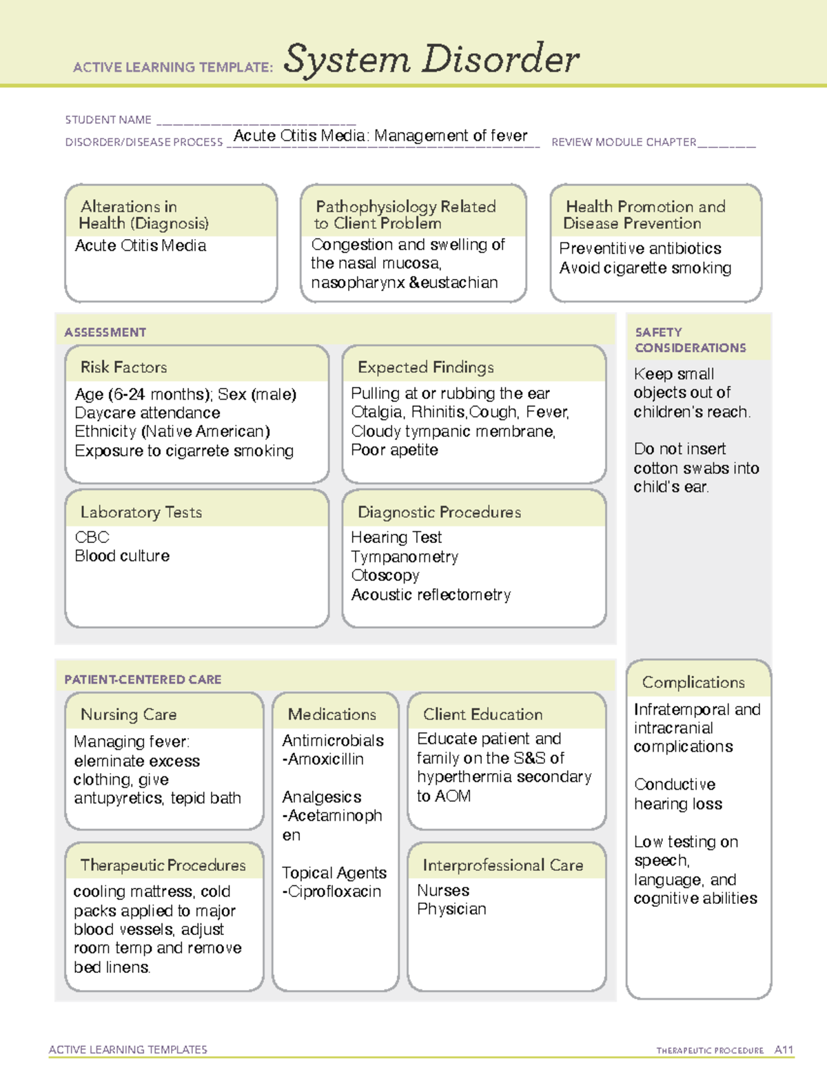 Sys Dis System Disorder ACTIVE LEARNING TEMPLATES THERAPEUTIC