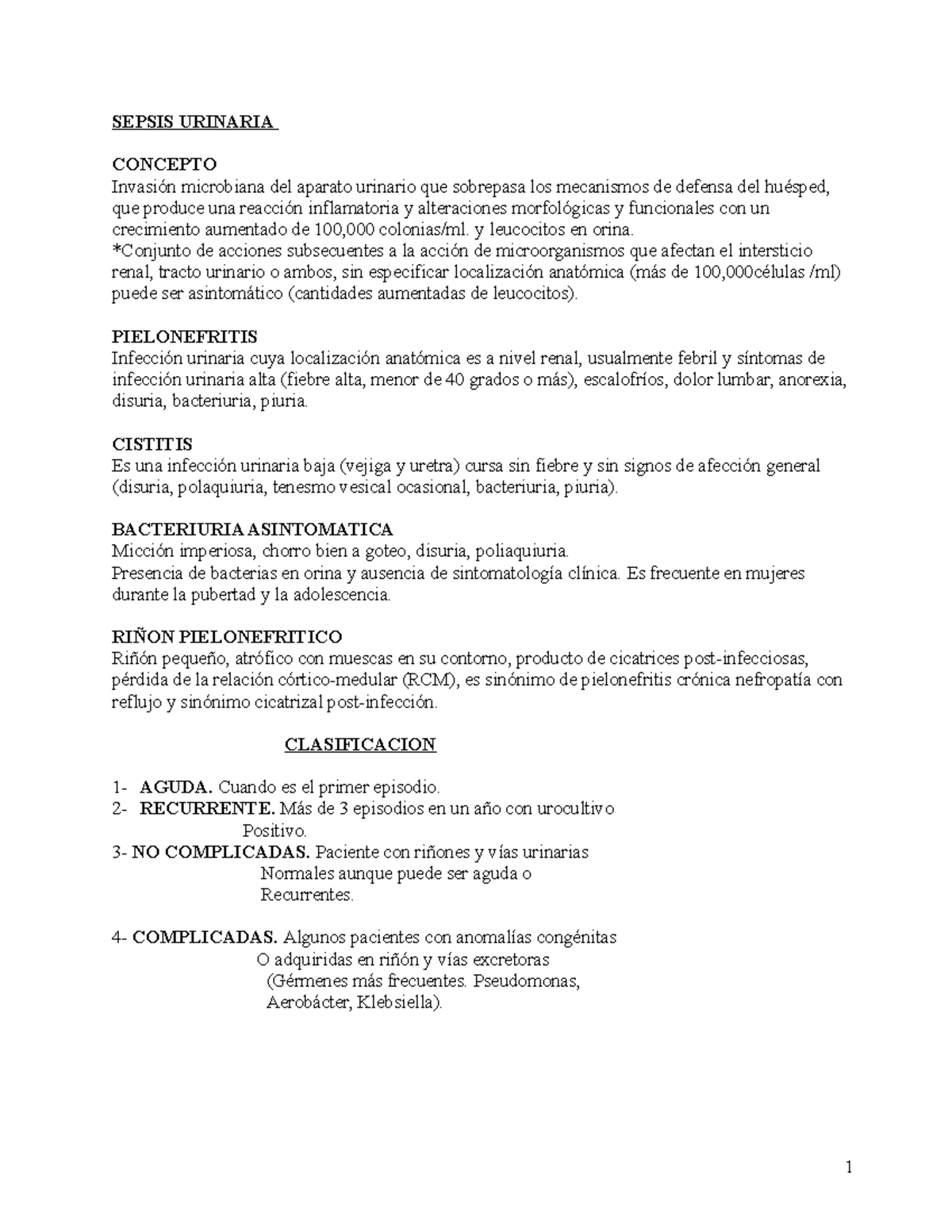 Sepsis Urinaria - Resumen Urología - SEPSIS URINARIA CONCEPTO Invasión ...