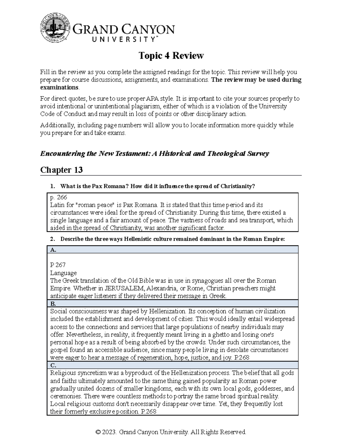 BIB 107 RS T4Review - Assignment - Topic 4 Review Fill in the review as ...