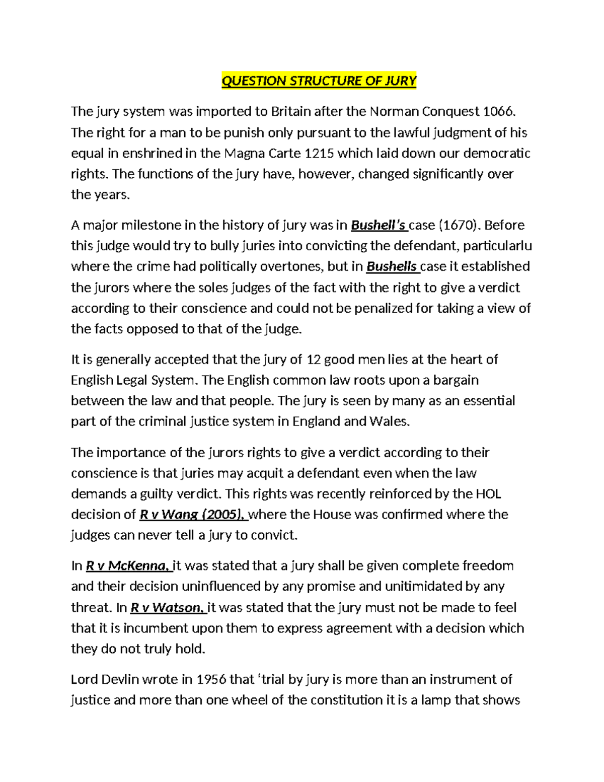 Question Structure OF JURY - QUESTION STRUCTURE OF JURY The jury system ...