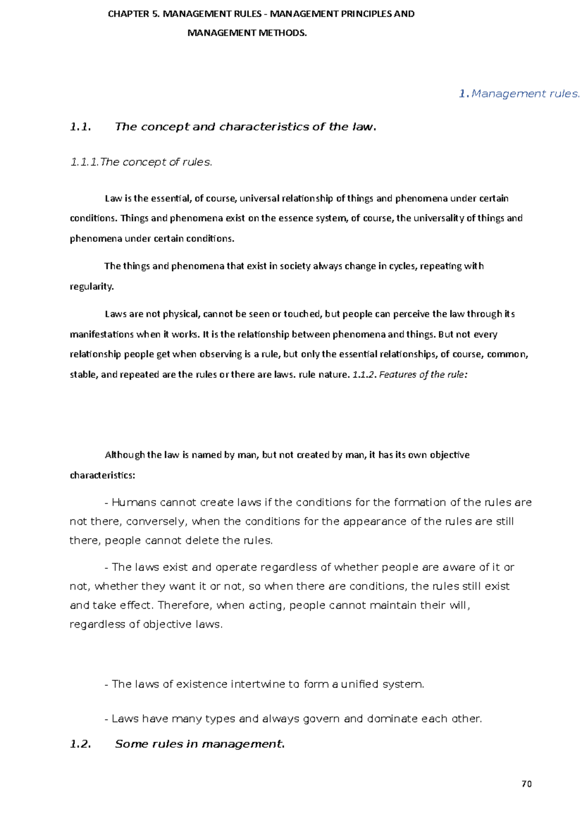 Note 14 - lecture - CHAPTER 5. MANAGEMENT RULES - MANAGEMENT PRINCIPLES ...