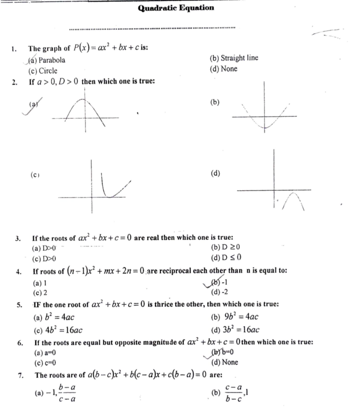 50 most Important Questions of Quadratic Equation - Mathematics -I ...
