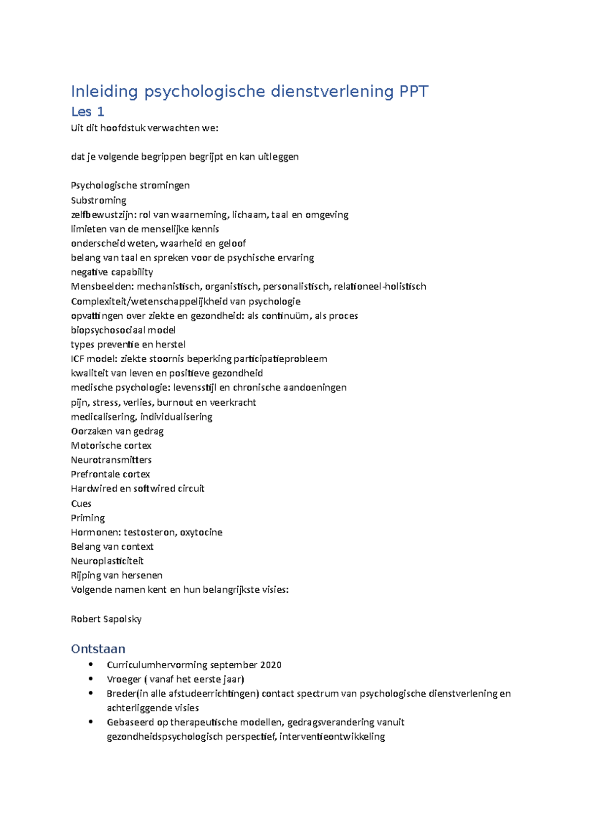 Inleiding psychologische dienstverlening deel 1 - Inleiding ...