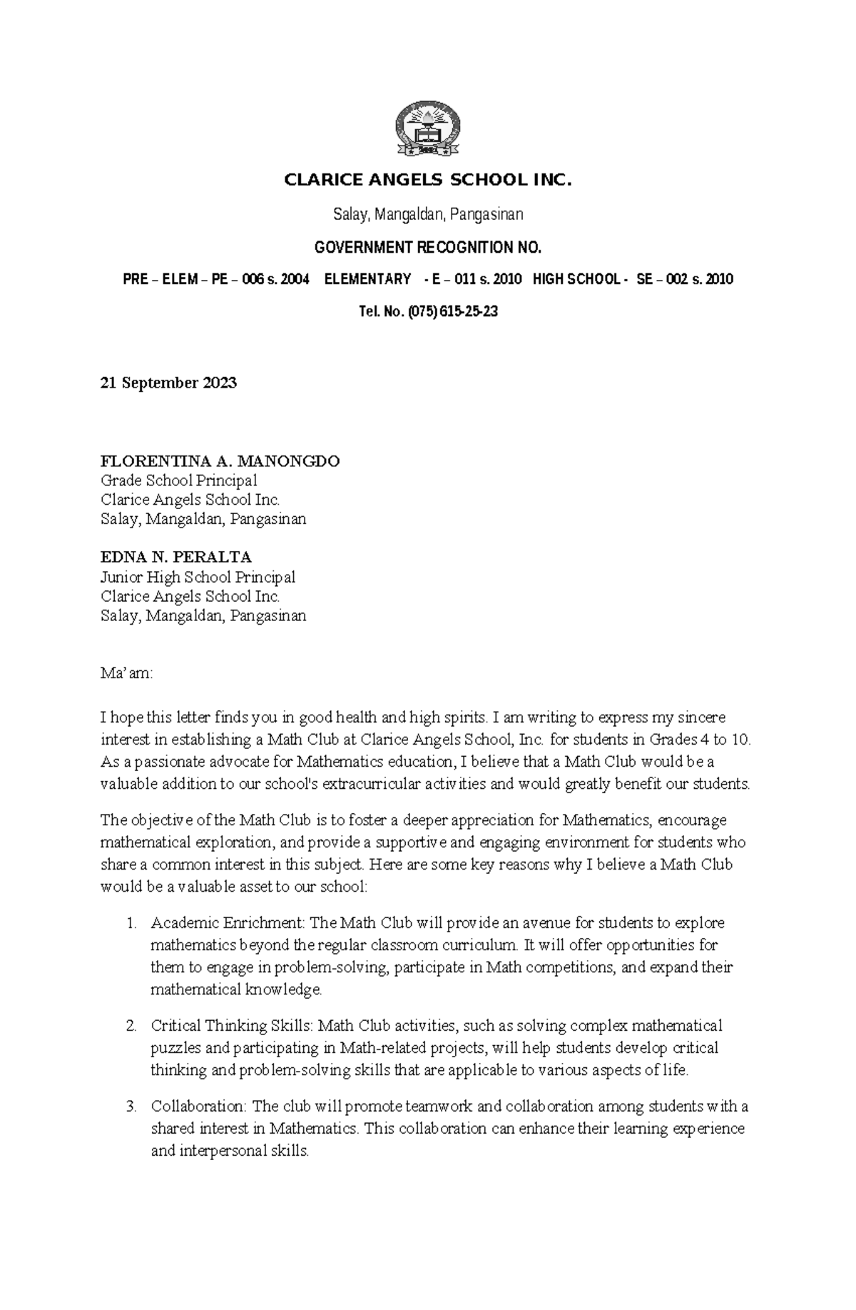 MATH-CLUB-Proposal - Sample proposal for the whole school year of ...