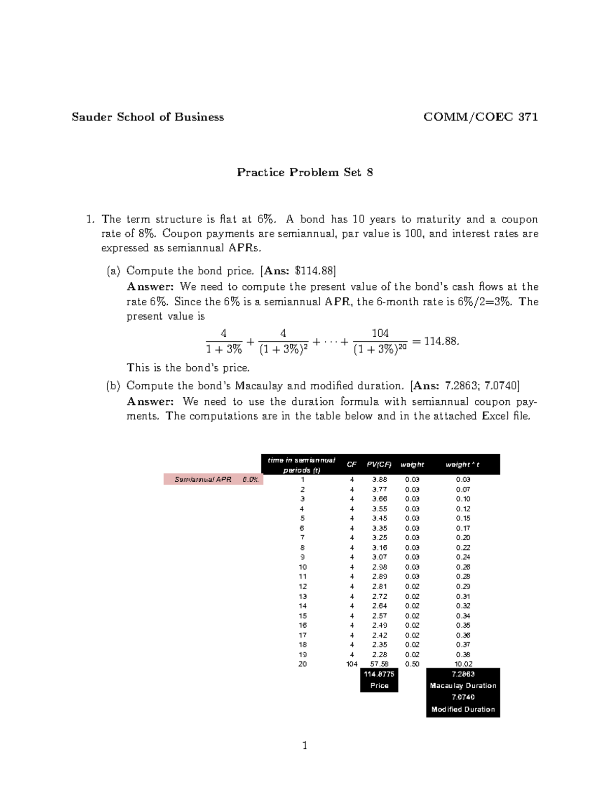 Practice Sheet 8 Solution - Sauder School of Business COMM/COEC 371 ...