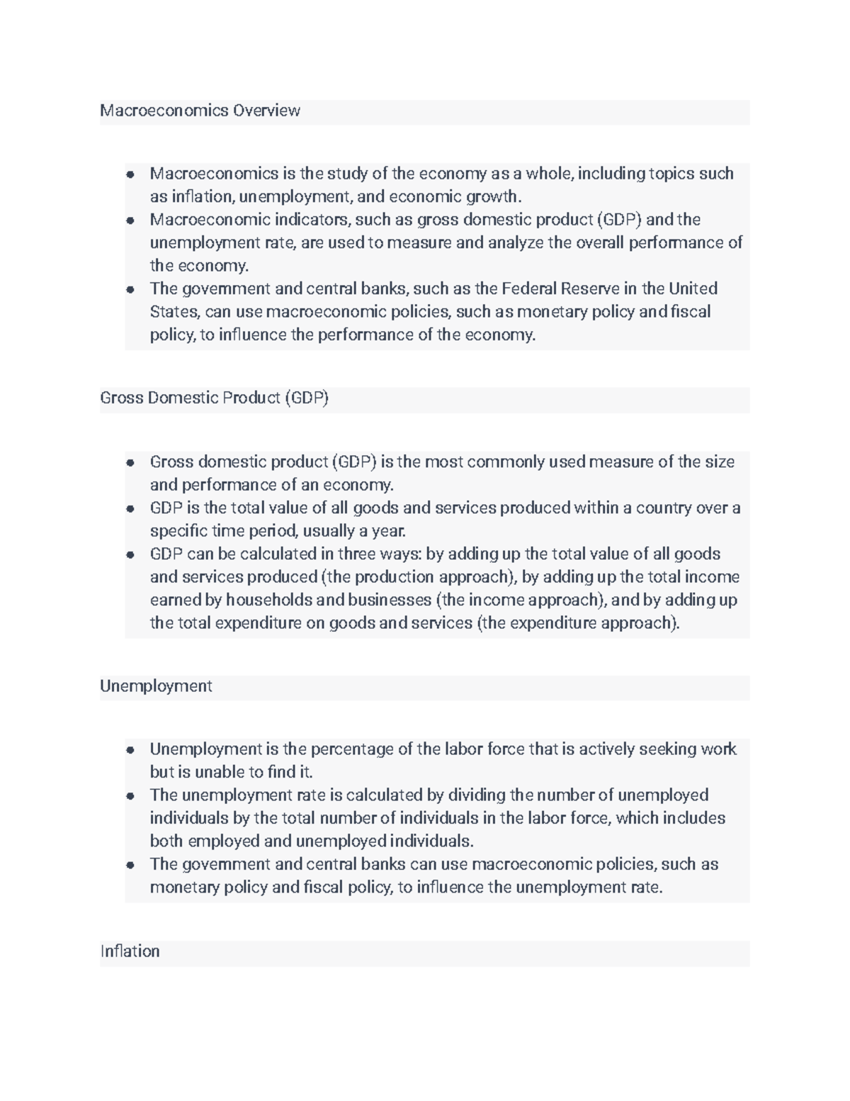 Macroeconomics Overview - Macroeconomic indicators, such as gross ...