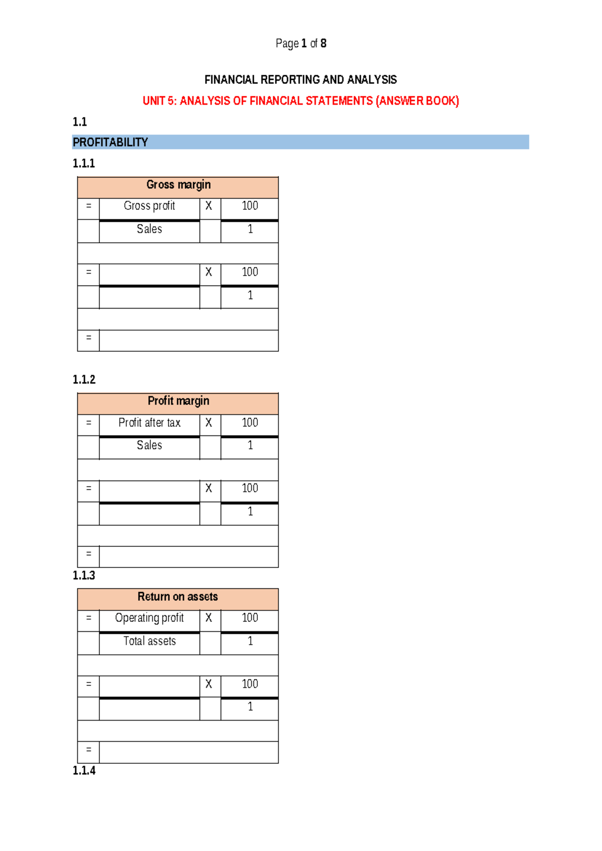FIN REP & Analysis UNIT 5 Answer BOOK - FINANCIAL REPORTING AND ...