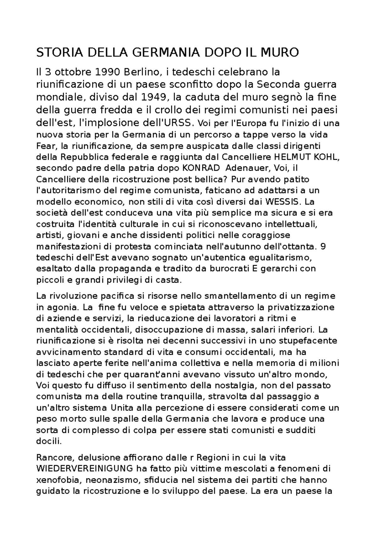Storia Della Germania DOPO IL MURO - STORIA DELLA GERMANIA DOPO IL MURO ...