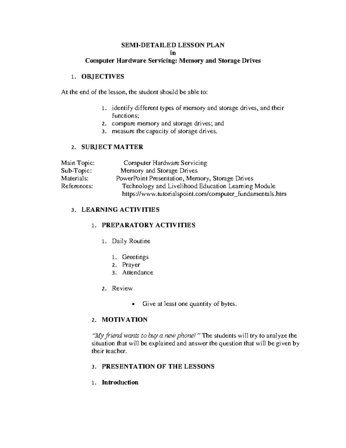 Inbound 8780011595458485557 - SEMI-DETAILED LESSON PLAN in Computer ...