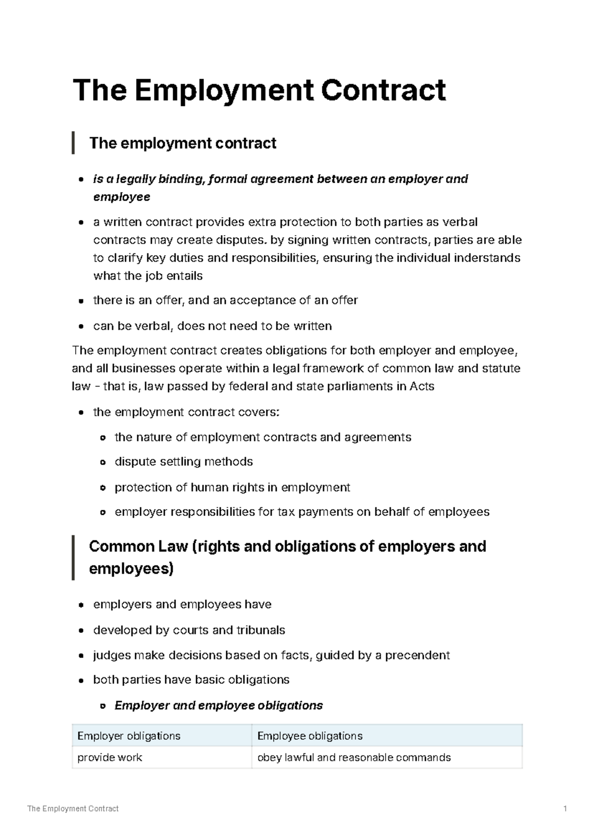 The Employment Contract - by signing written contracts, parties are ...