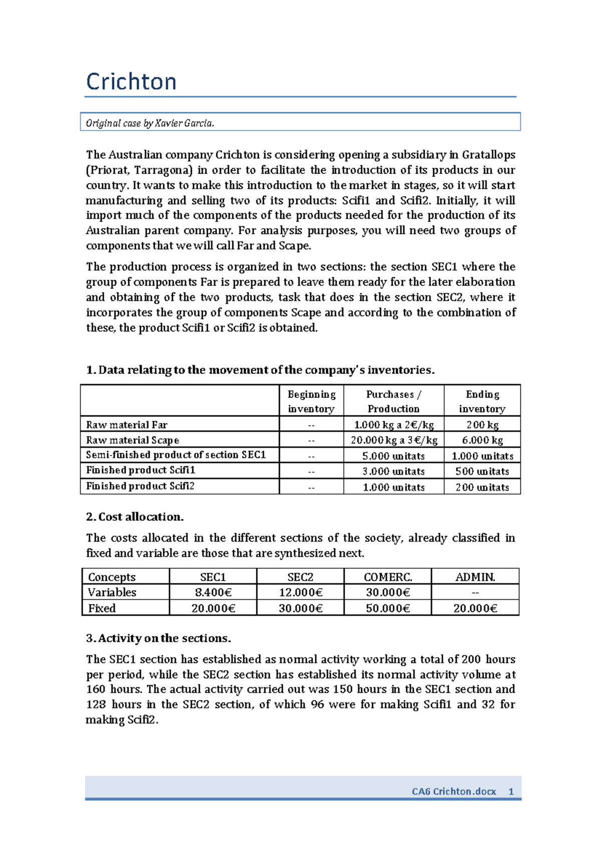 CA6 Crichton - ejercicio para practicar vc and ac - **CA6 Crichton 1 ...