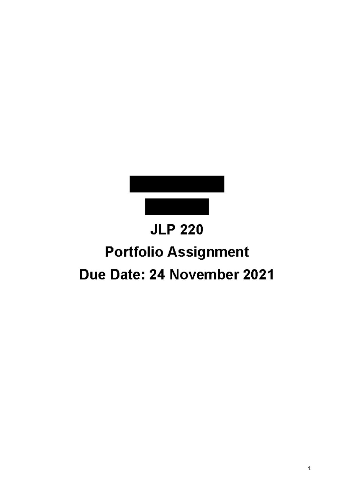 JLP 220 Portfolio Assignment - Chelsea Khan 18161465 JLP 220 Portfolio Assignment Due Date: 24 ...