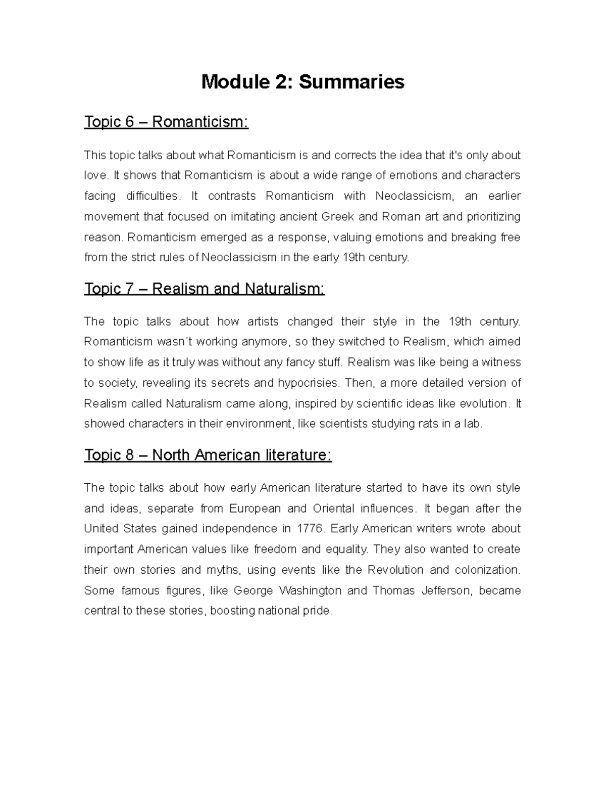 Module 2 Summaries - Los temas de modulo 2 (6-10) de Great Universal ...