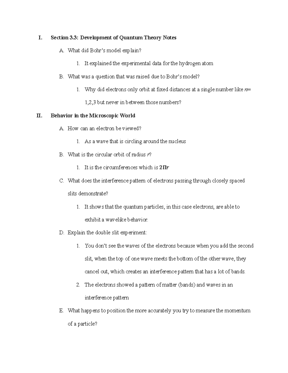 CHM 1310 General Chemistry Section 3.3 Development of Quantum Theory ...