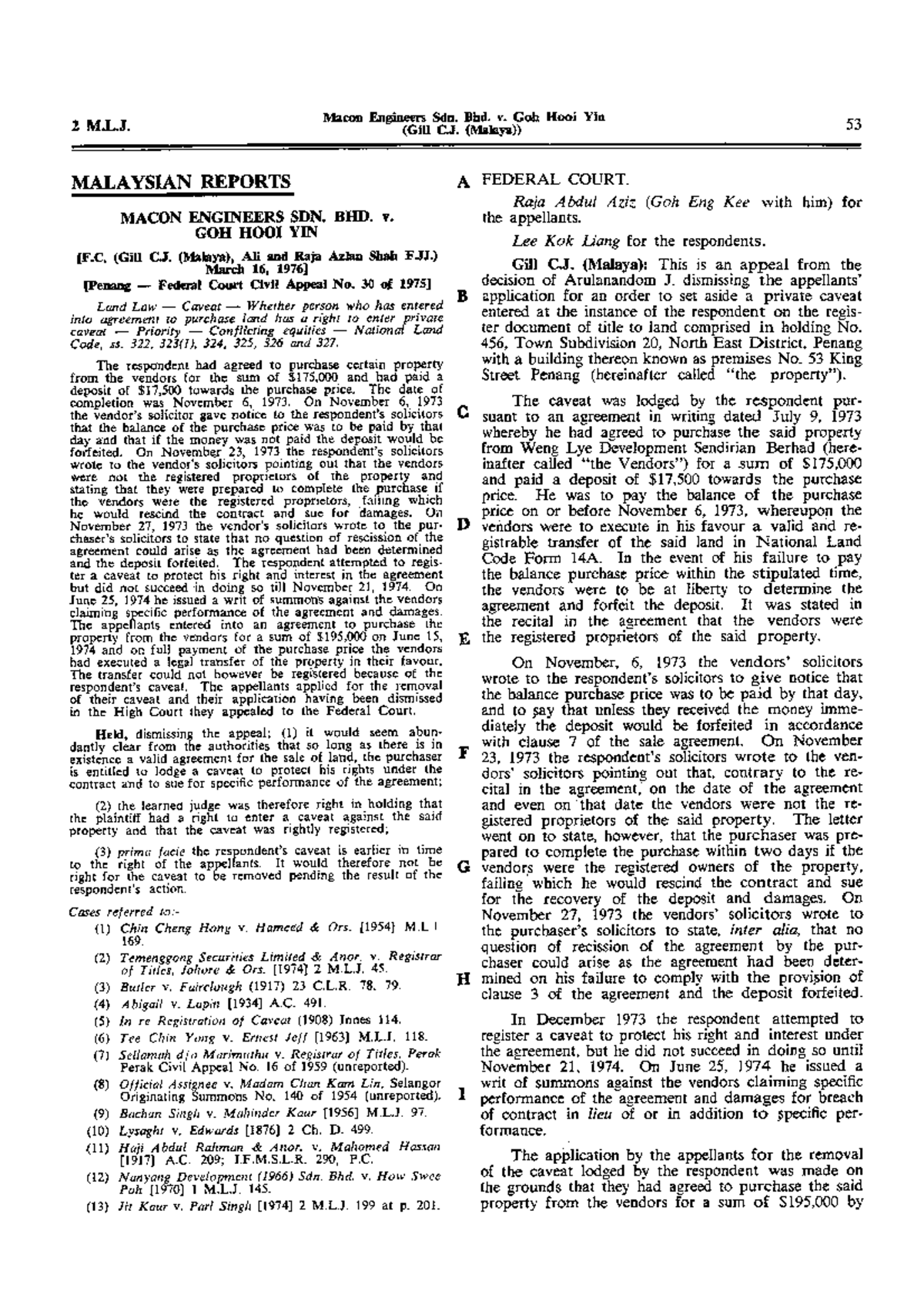 Macon Engineerssdn BHD v GOH HOOI YIN - Land Law II - Studocu