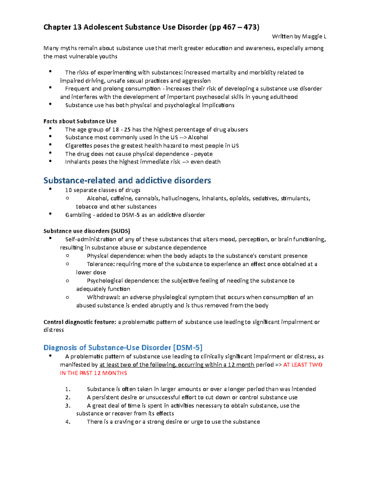Ch-13-notes Adolescent-Substance-Use-Disorders - Chapter 13 Adolescent ...