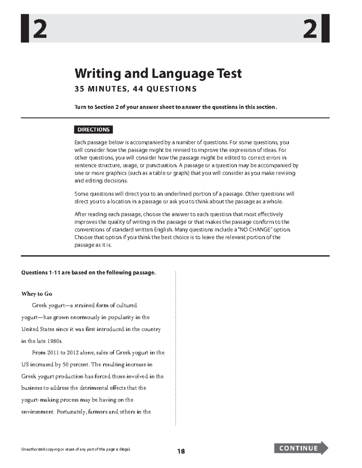 SAT Practice Test #1 Writing and Language Section - Writing and ...