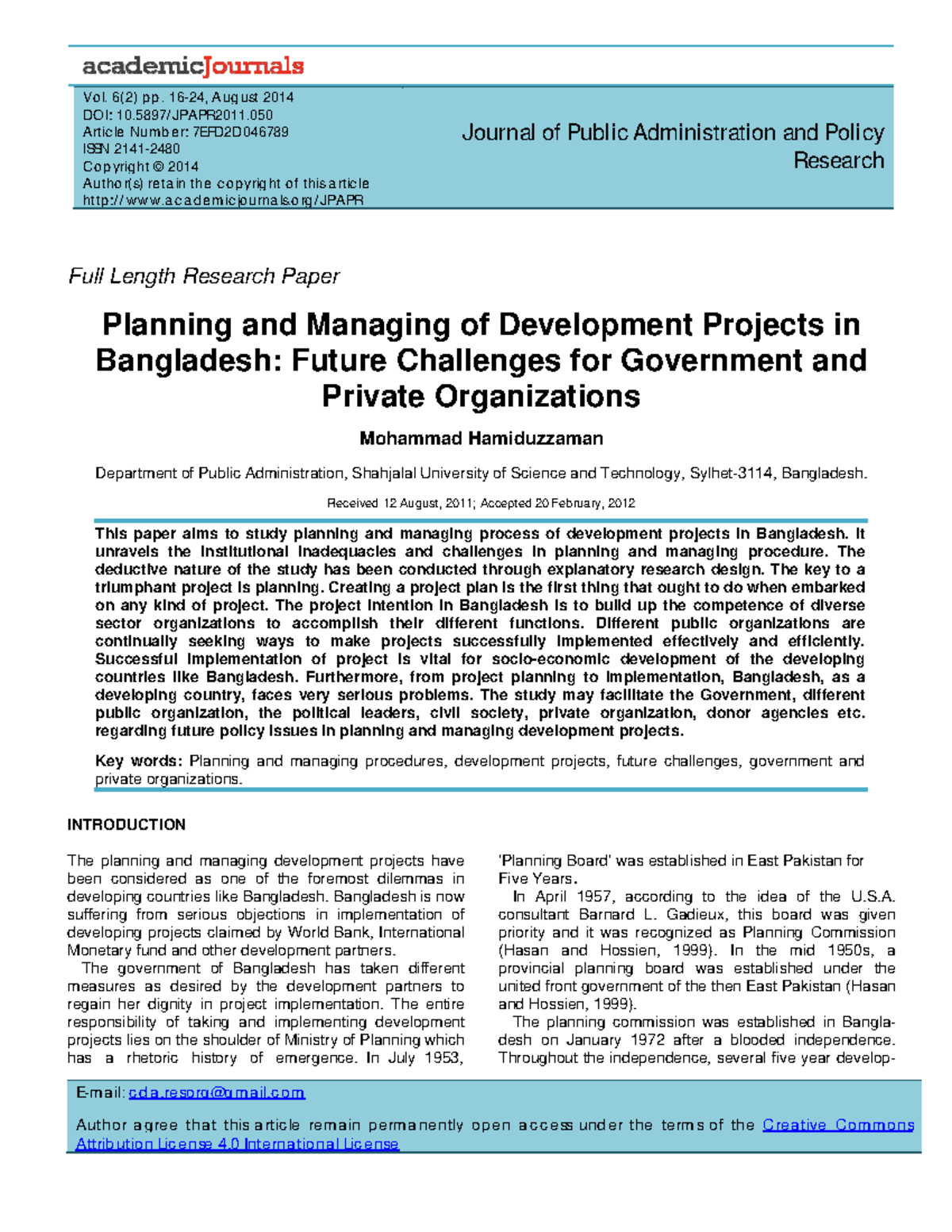 7EFD2D046789 - Project management materials - Vo l. 6(2) p p. 16-24 ...