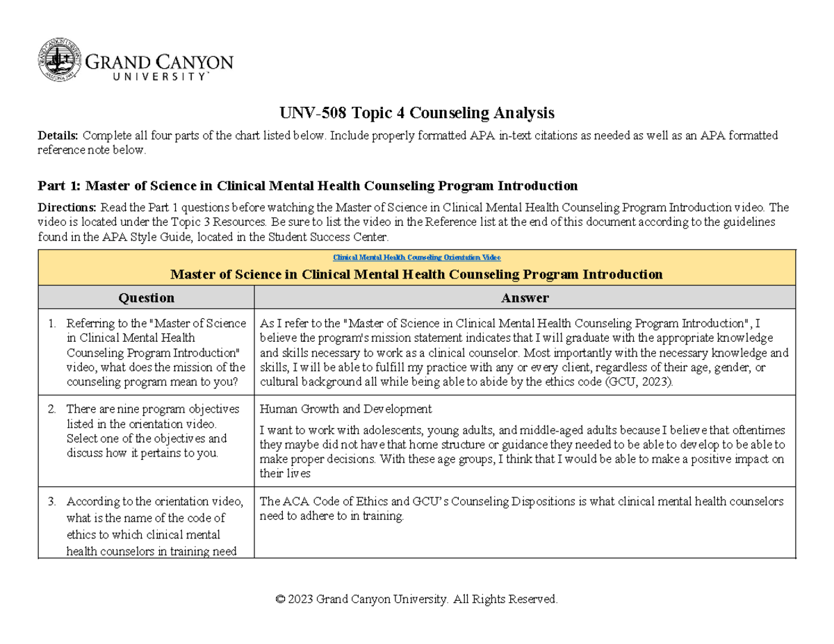 UNV 508 RS T4 Counseling Analysis - UNV-508 Topic 4 Counseling Analysis ...