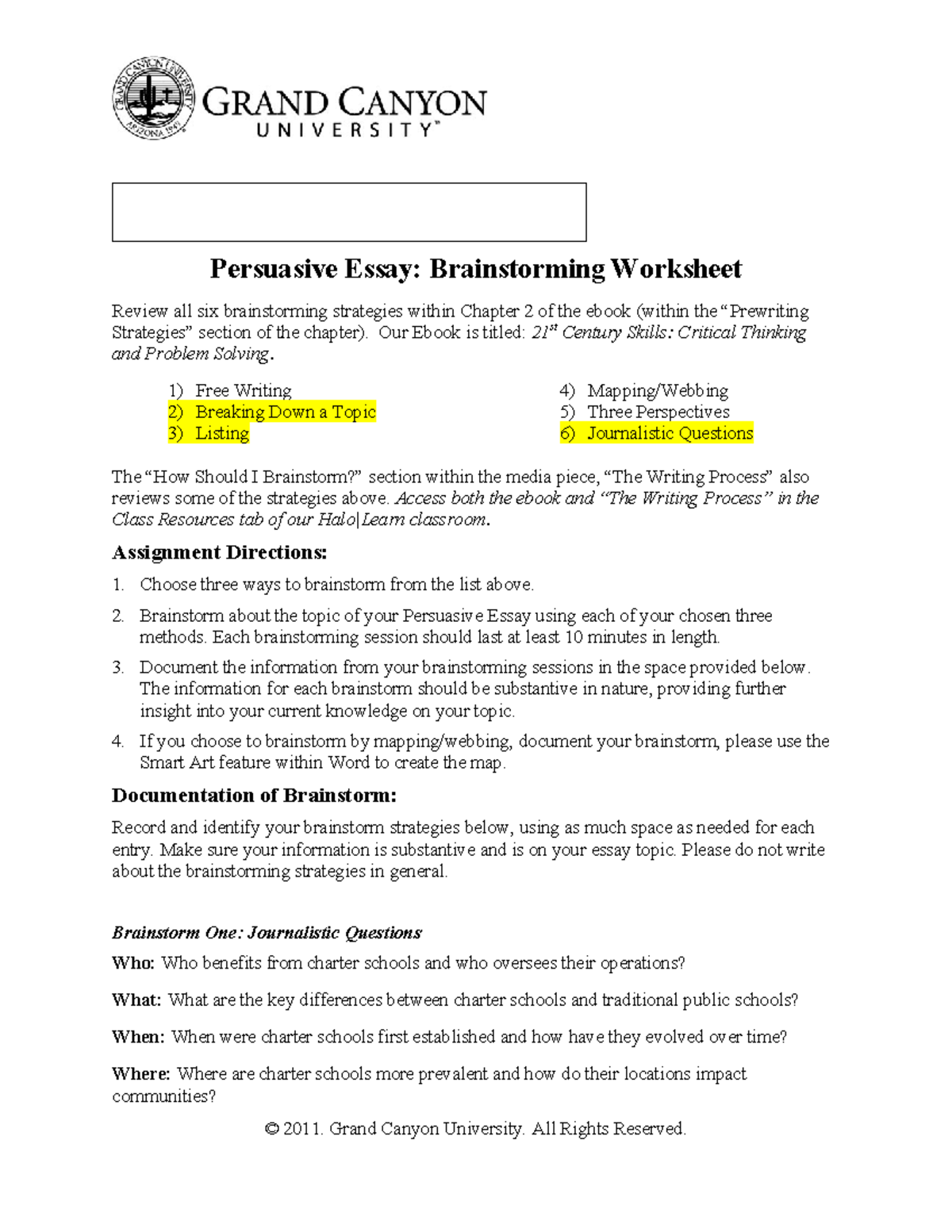 PHI105 T2 Brainstorming Worksheet 4 13 2023 - Persuasive Essay ...