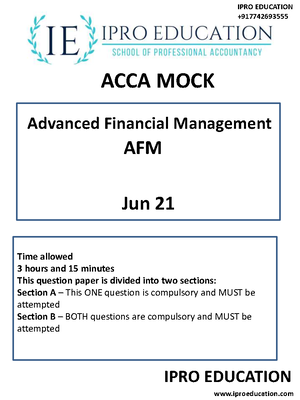 Read the mind of AFM marker DEC2020 - AFM P4 - ACCA - Studocu