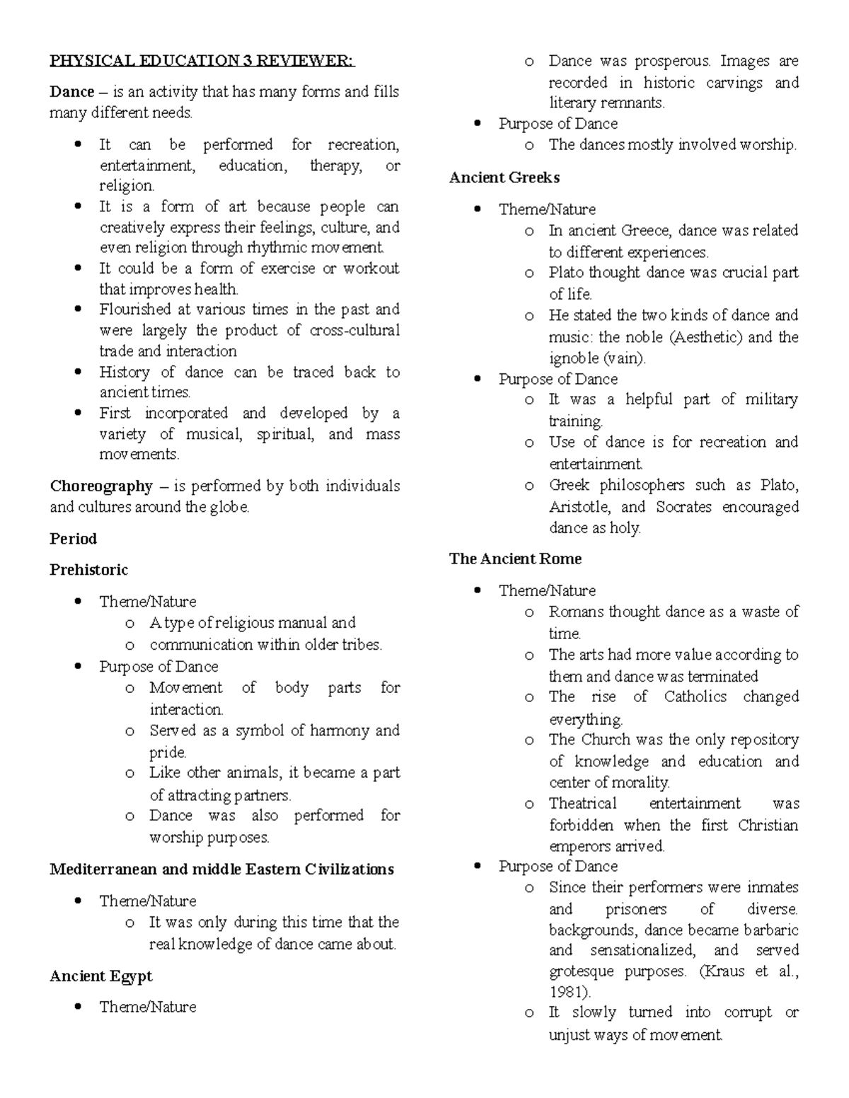 Physical- Education-3- Reviewer - PHYSICAL EDUCATION 3 REVIEWER: Dance ...