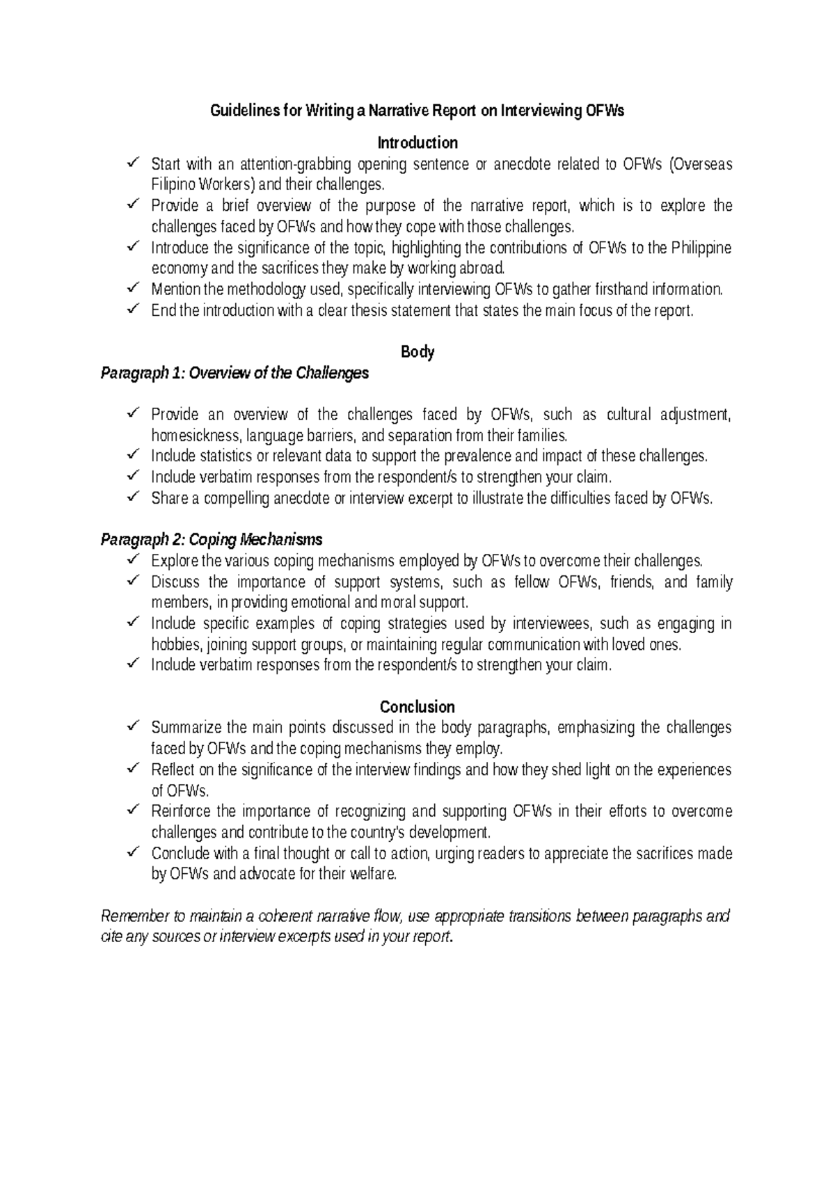 Guidelines IN Writing A Narrative Report Final Requirement - Guidelines ...