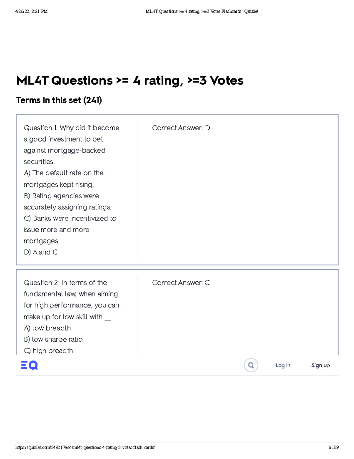 ML4T Questions = 4 rating, =3 Votes Flashcards Quizlet - ML4T Questions ...