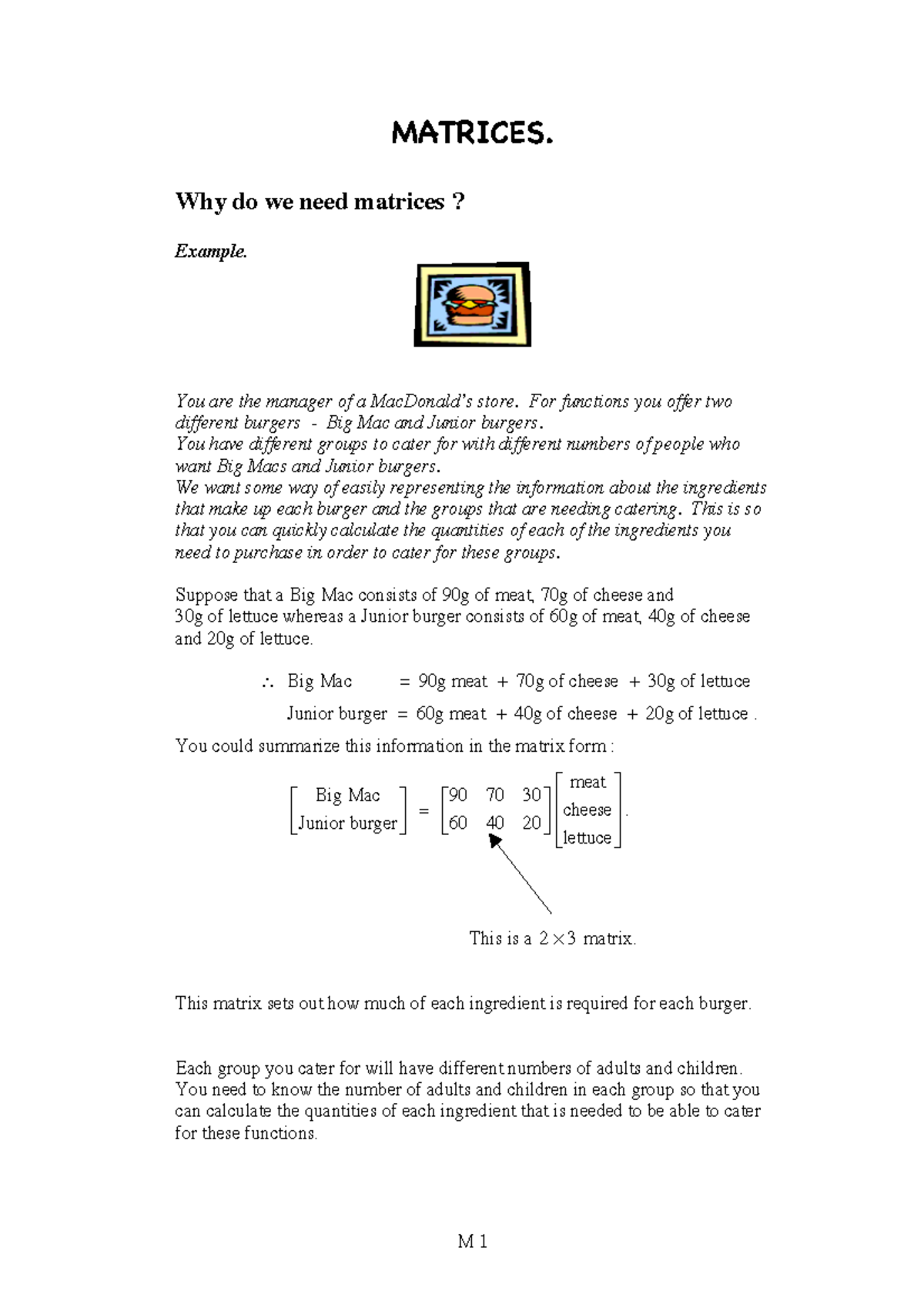 Matrices-notes - Studying notes - MATRICES. Why do we need matrices ...