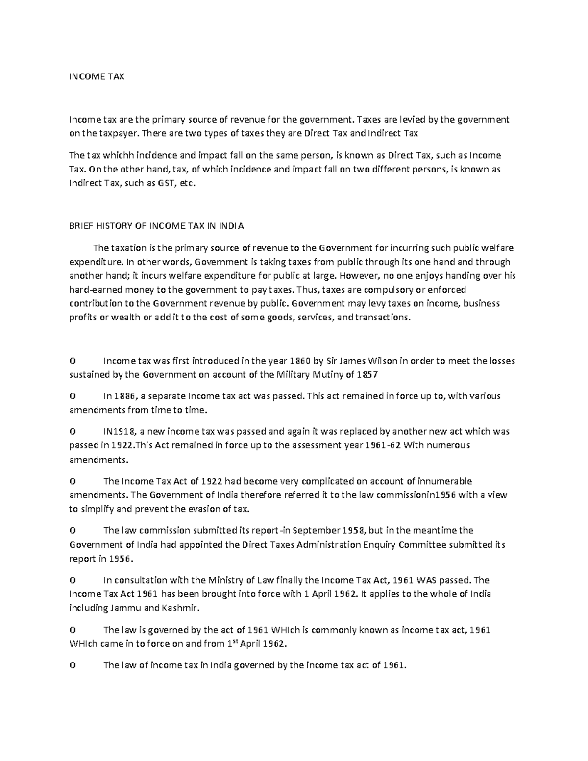 Income tax 1 - INCOME TAX Income tax are the primary source of revenue ...