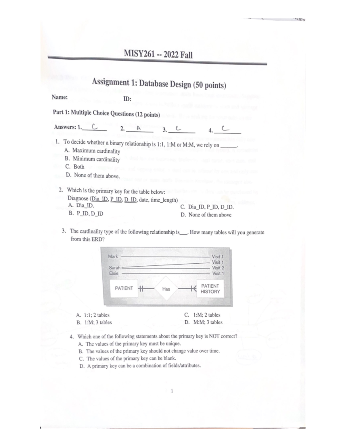 Assignment 1 Database Design 50 Points 2 Misy261 2022 Fall Assignment 1 Database Design 50
