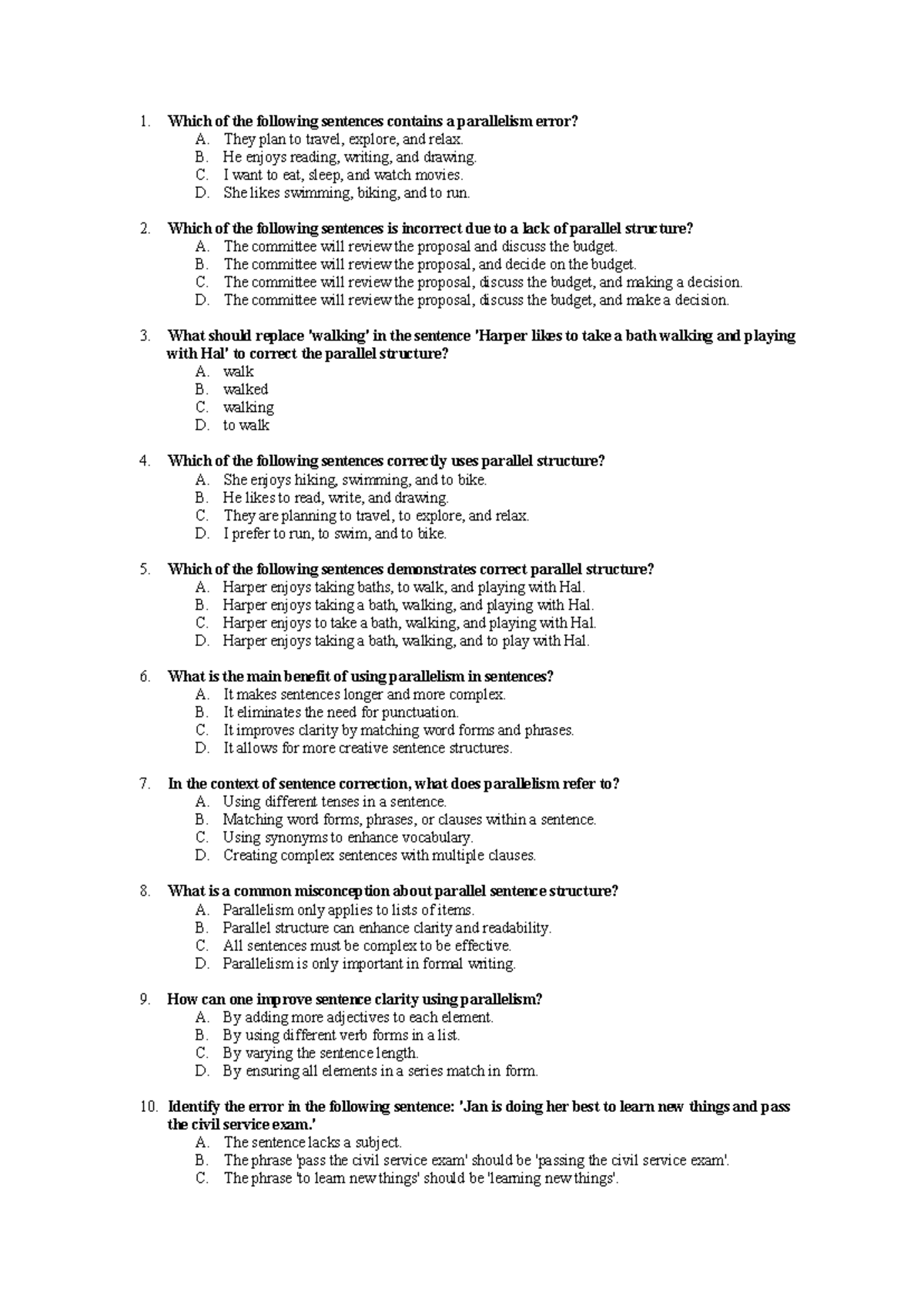 Parallelism -Identifying-Errors-Sentence-Correction - Which of the ...