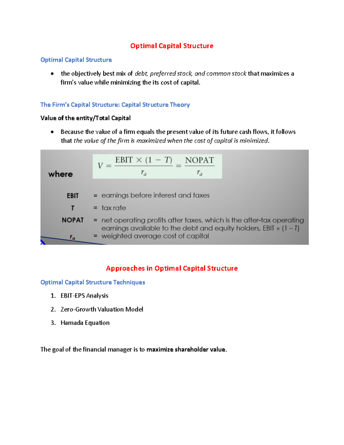Last-midterm-lesson - asdfgnskdagnkadsng - Optimal Capital Structure ...