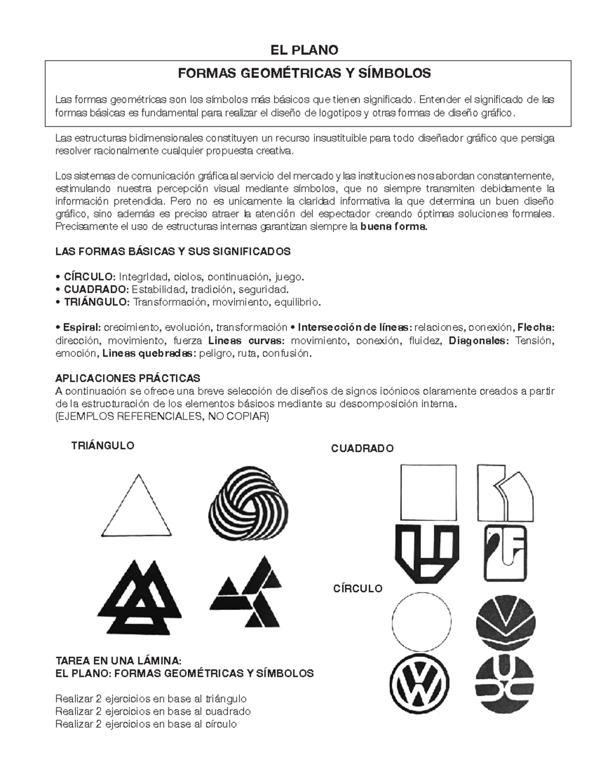 EL Plano. Simbolos - EL PLANO FORMAS GEOMÉTRICAS Y SÍMBOLOS Las formas ...