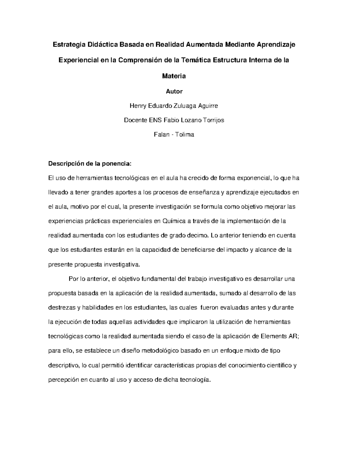 Ponencia Villahermosa - ENS Falan Henry Zuluaga - Estrategia Didáctica ...