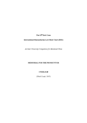 Best Memo D - Best Memo of International Humanitarian Law Moot - 15 th ...