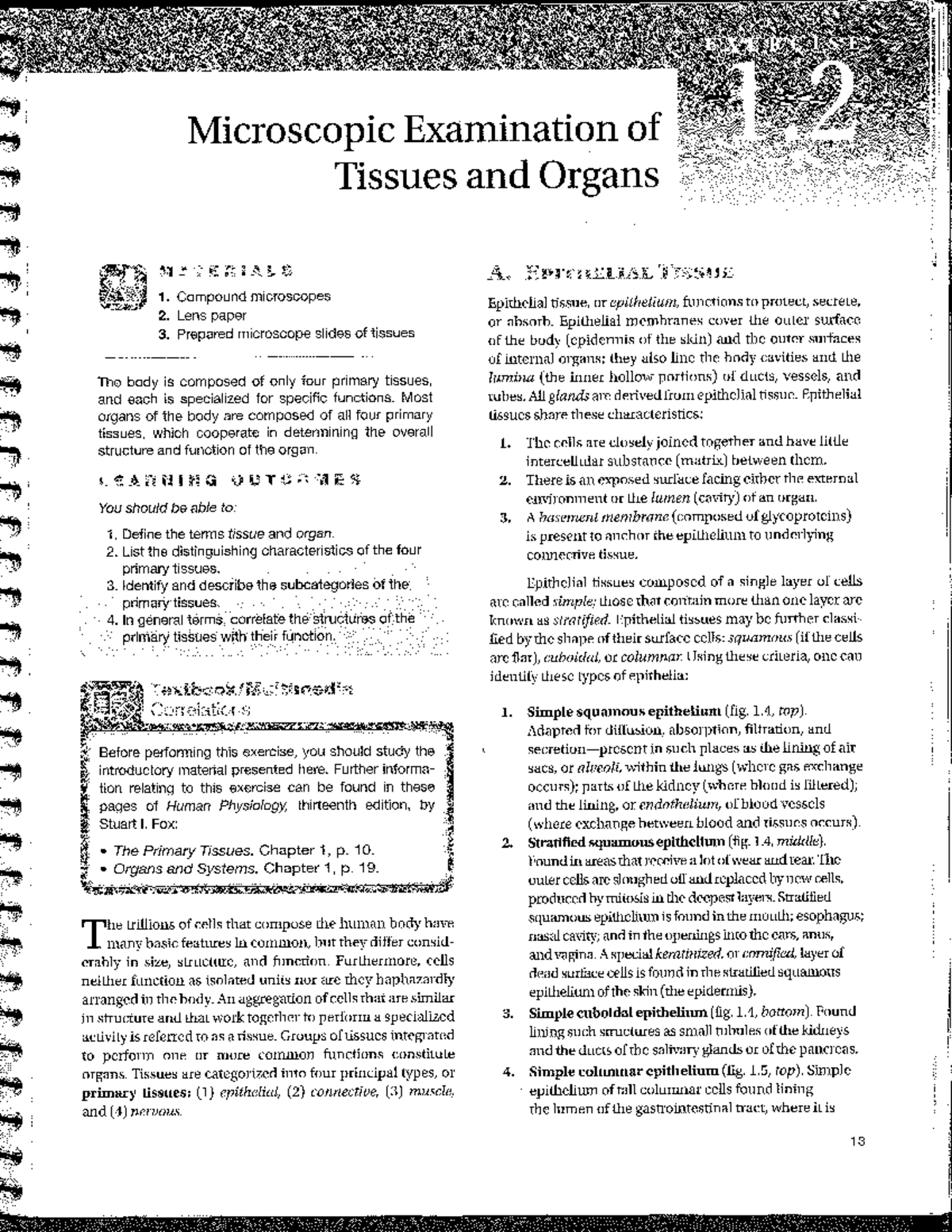 Lab 2 - Introduction to Human Histology - EXERCISE Microscopic ...
