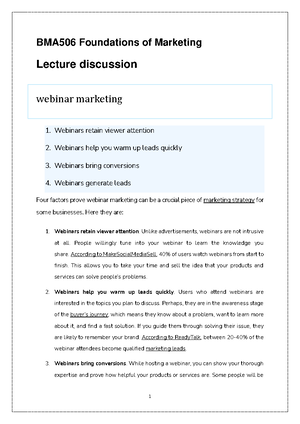 BMA506 Foundations of Marketing lecture note WHAT DO WE MEAN BY Needs ...