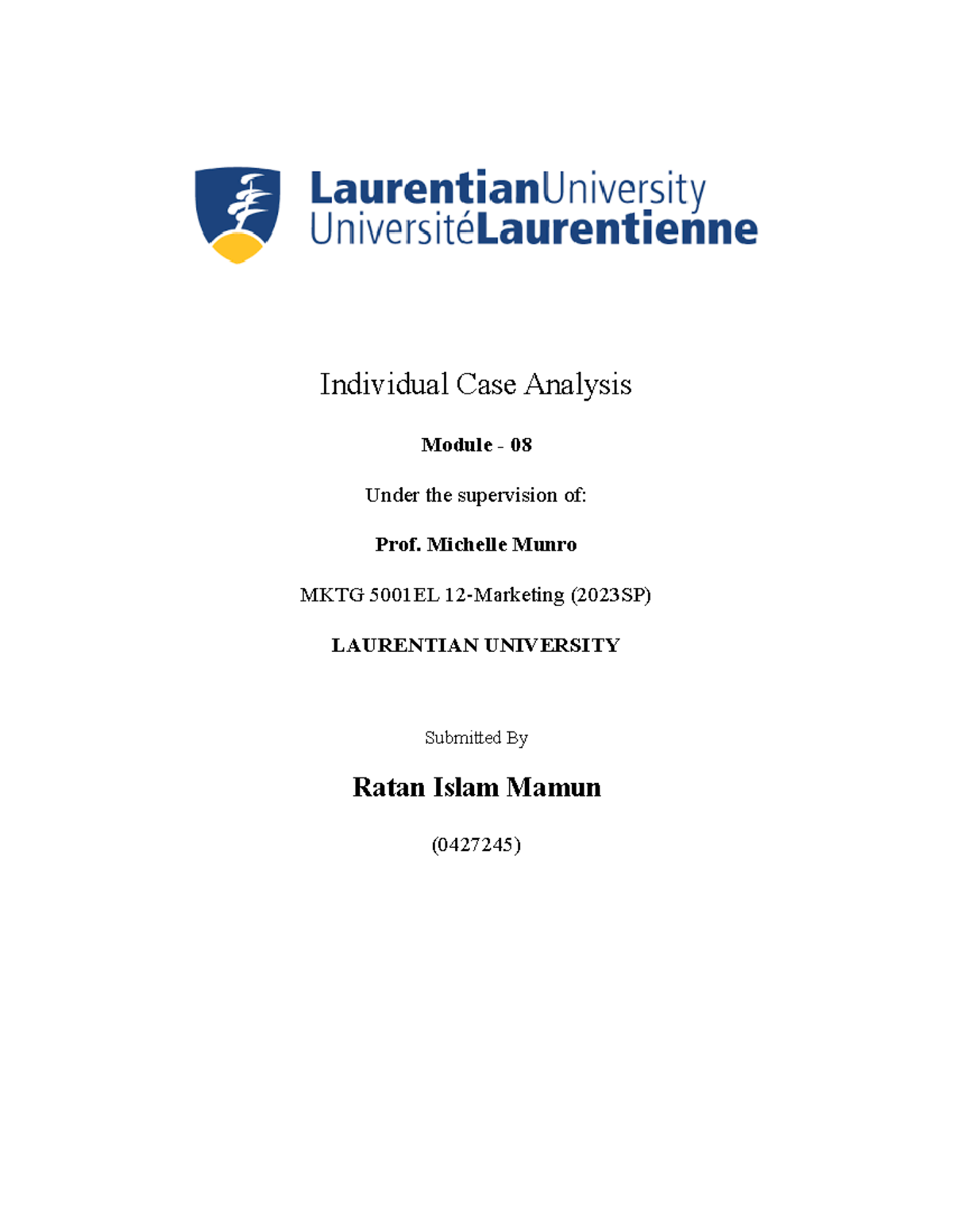 Individual Assignment- Ratan Islam Mamun- Module 08 - Individual Case ...