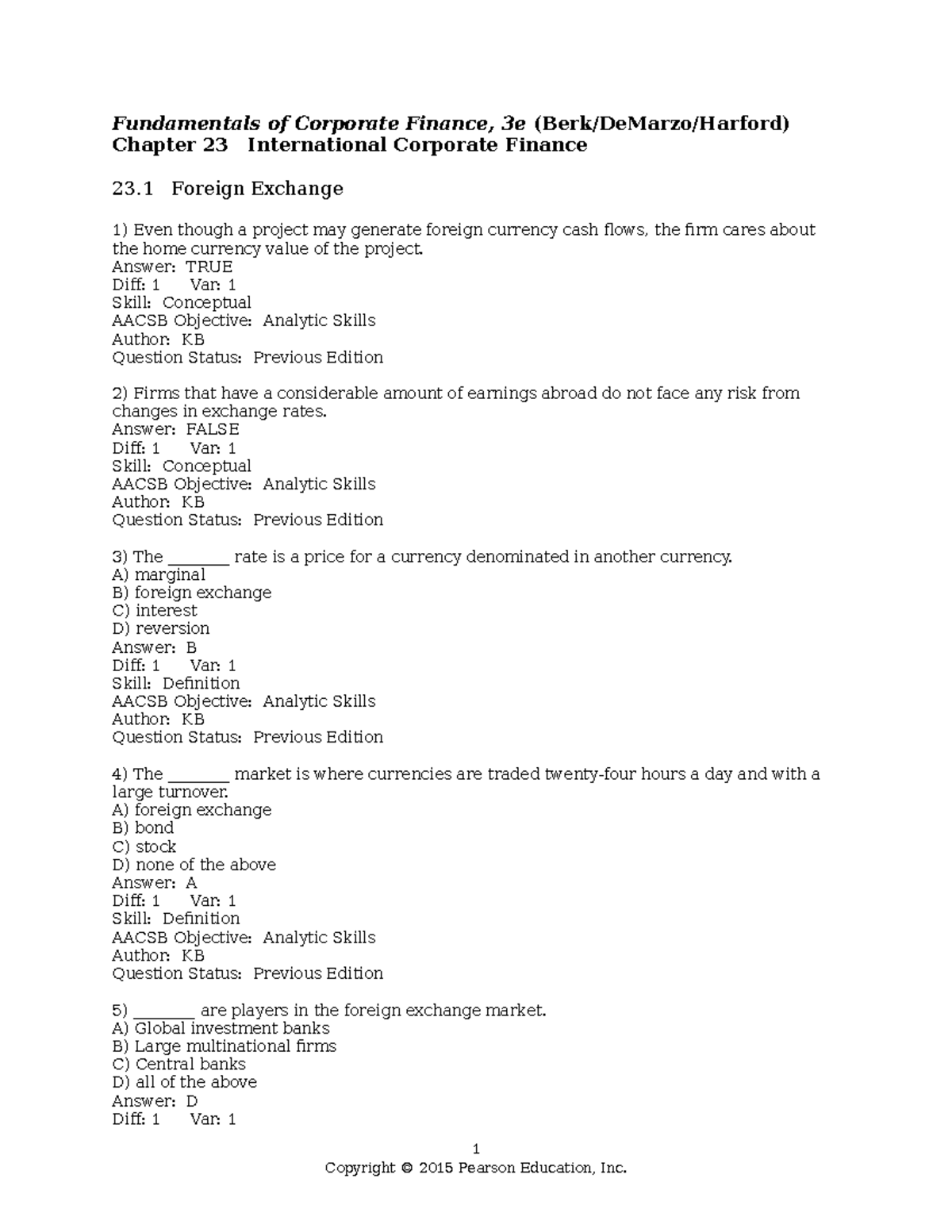 Chapter 23 - Fundamentals of Corporate Finance, 3e (Berk/DeMarzo ...